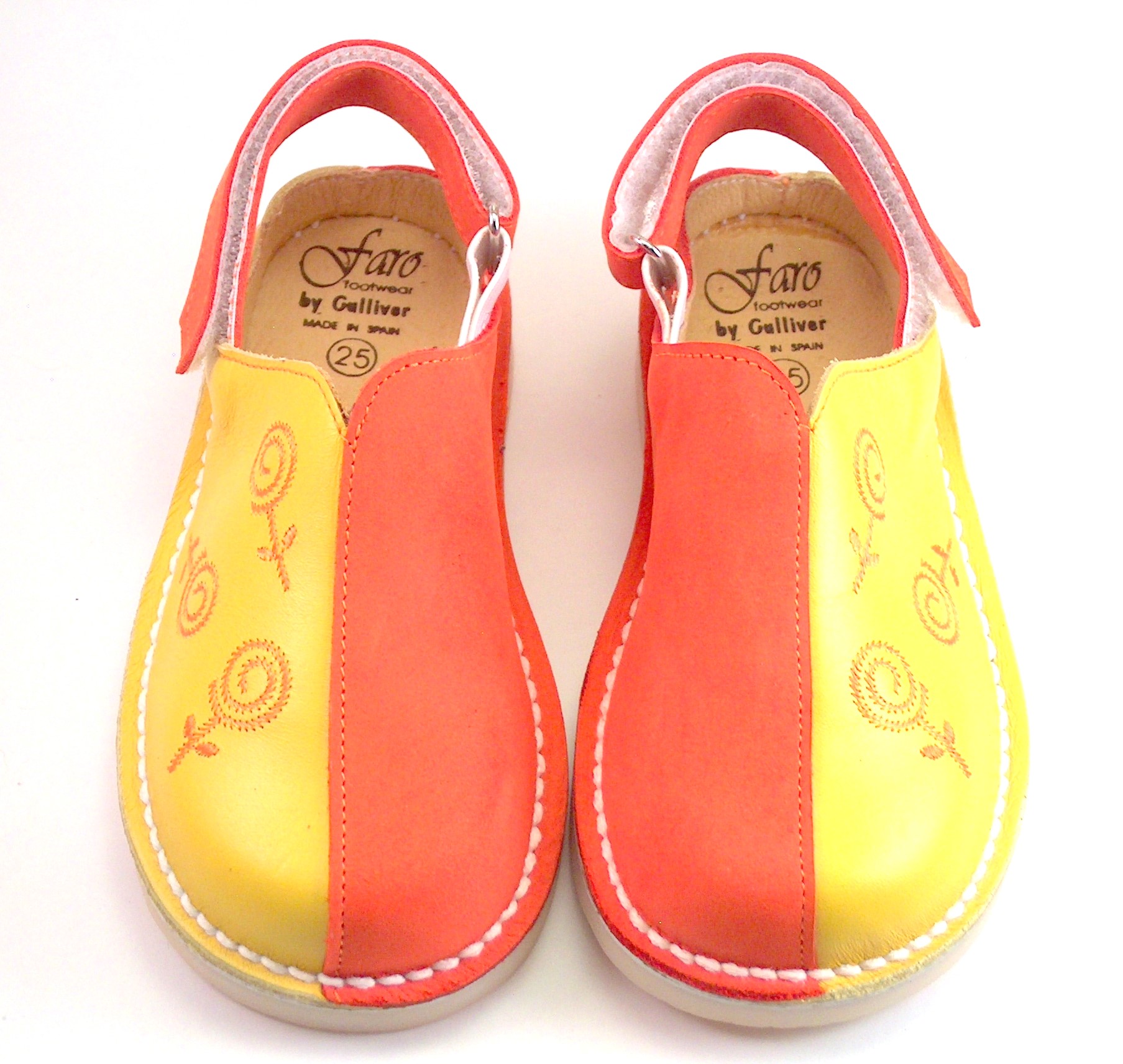 DE OSU/FARO - Girls' European Yellow Orange Leather Clogs