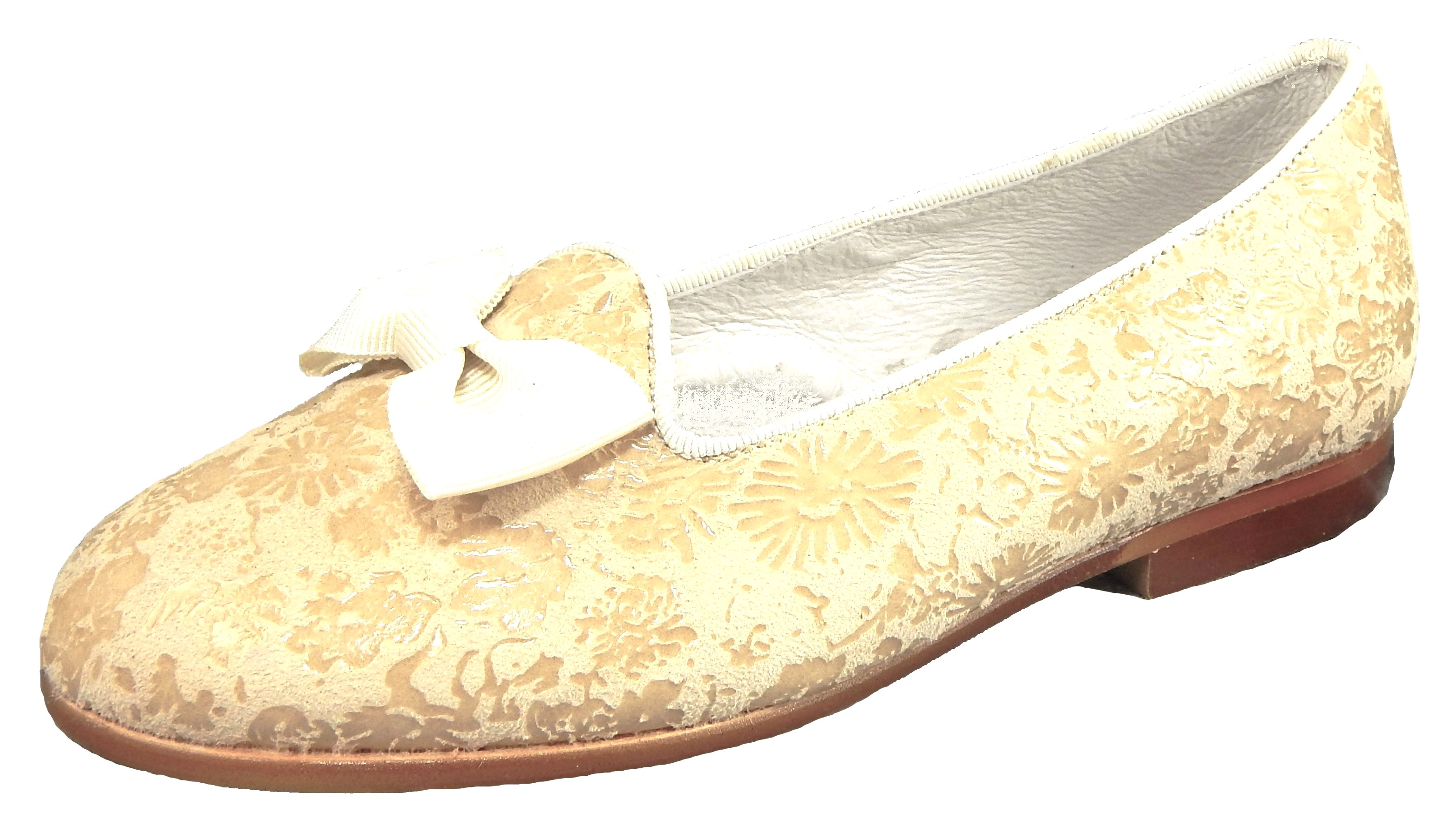 DE OSU - Girls Ivory Gold Suede Dress Ballet Flats Shoes - European 35 ...